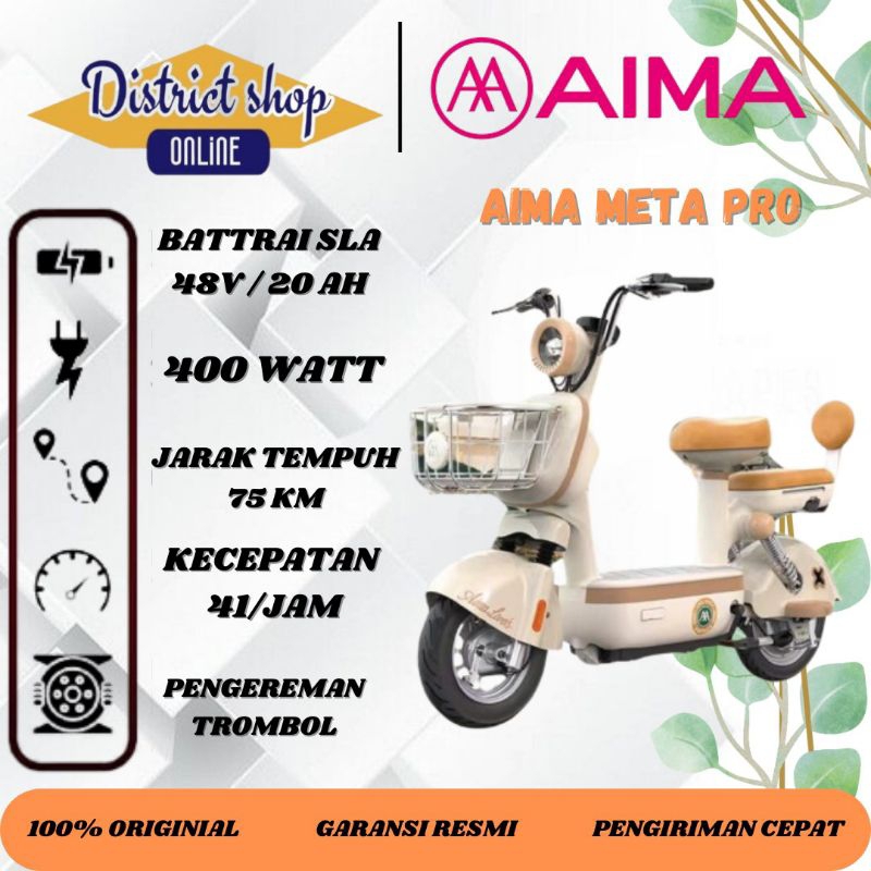 Jual ( Ready)Sepeda Listrik Aima META PRO 48V / 20Ah Bergaransi Resmi ...