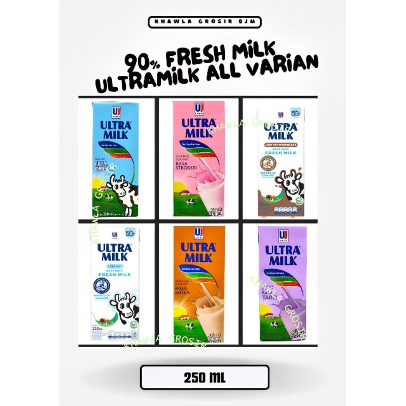Jual KALSEL 90% FRESH MILK MOKA STROBERI TARO ULTRAMILK FULL CREAM LOW ...