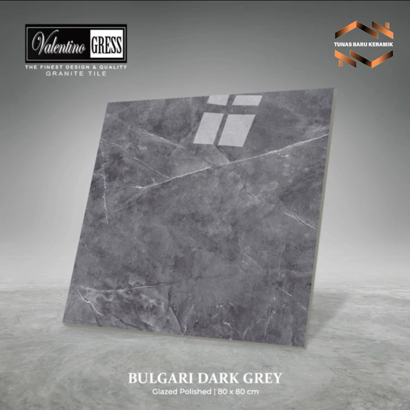 Jual Granit 80x80 Valentino Gress Bulgari Dark Grey | Glazed Polished ...