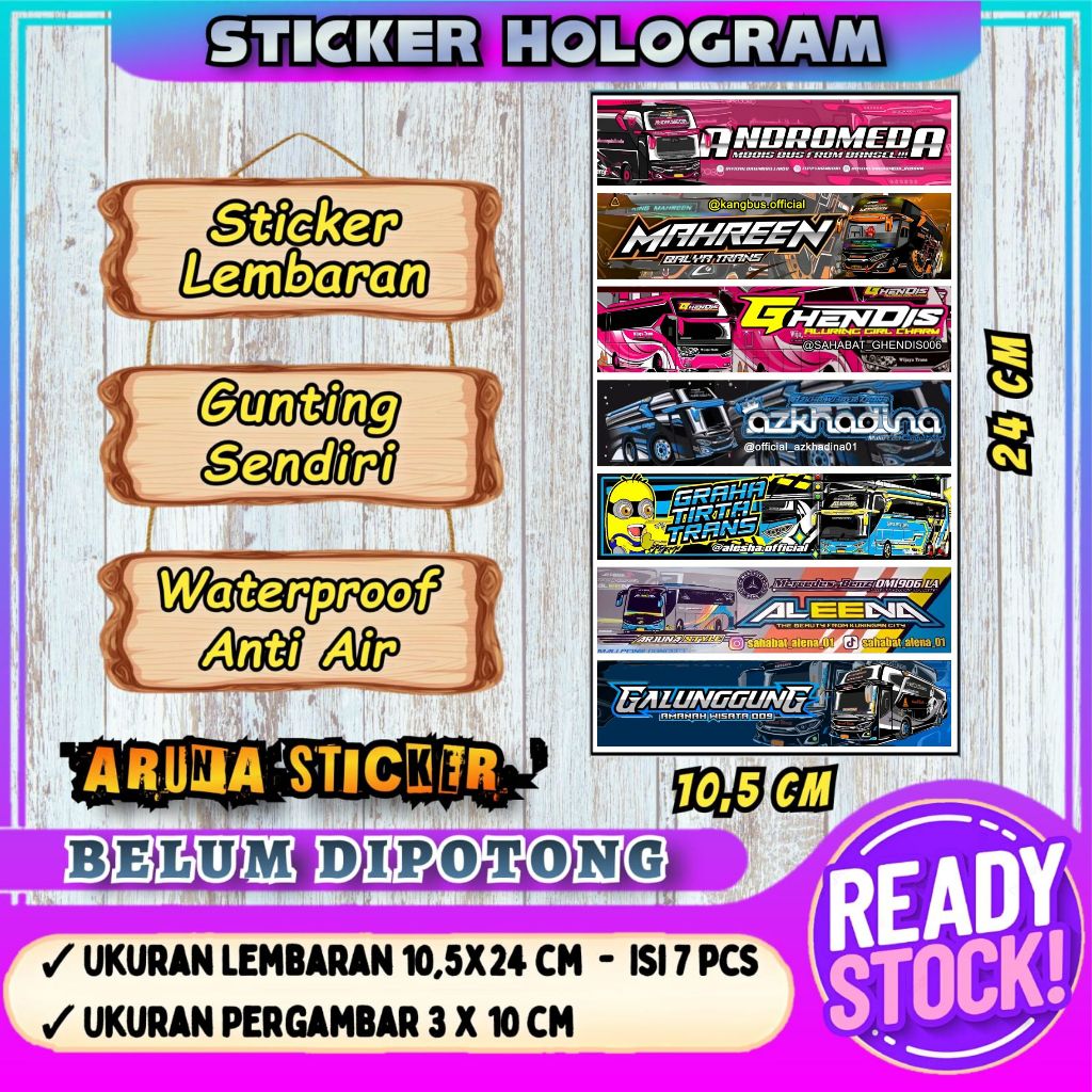 Jual STIKER BUS PANJANG Lembaran Isi 7 pc Stiker Bus Basuri Hologram ...
