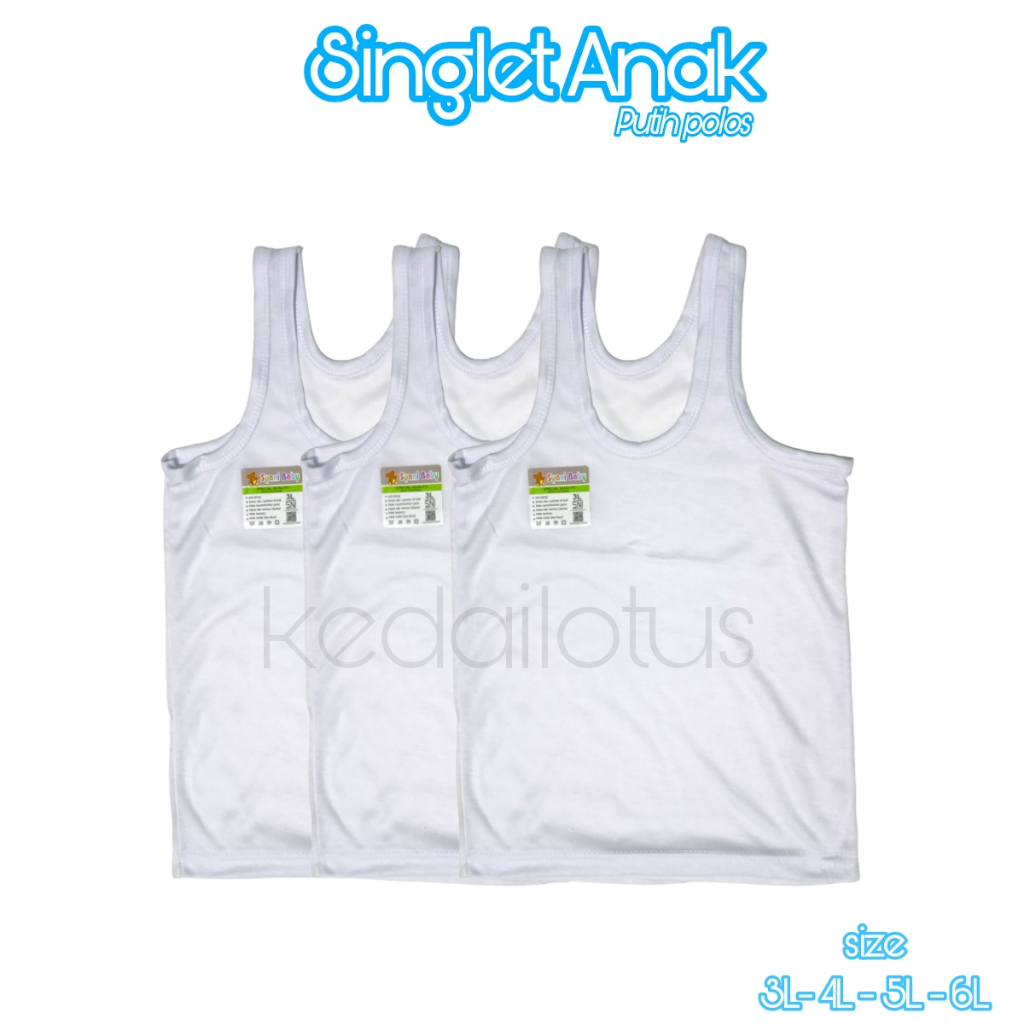 Jual KL1 Kaos Dalam Anak Syani Hunday Polos Putih /Singlet Anak ...