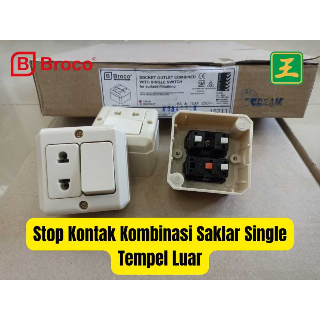 Jual BROCO SOCKET OUTLET COMBINED WITH SINGLE SWITCH OUTBOW (STOP ...