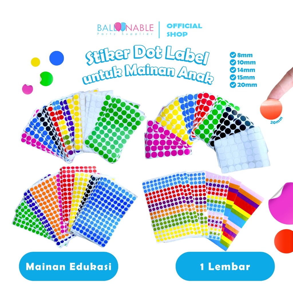 Jual [ Mainan Edukasi ] Stiker Dot Label 8mm / 10mm / 14mm / 15mm ...