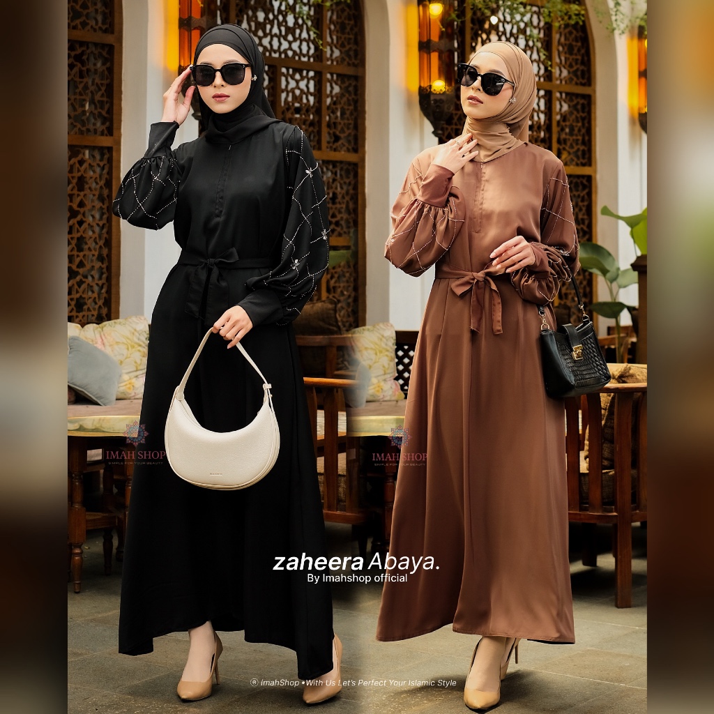 Jual Imah Shop Zaheera Abaya Hitam Turkey Gamis Syari Muslimah Bahan Fursan Kombinasi Mata ...