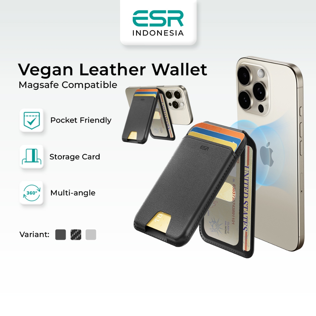 Jual ESR Vegan Leather Wallet Stand HaloLock Phone Holder | Shopee ...