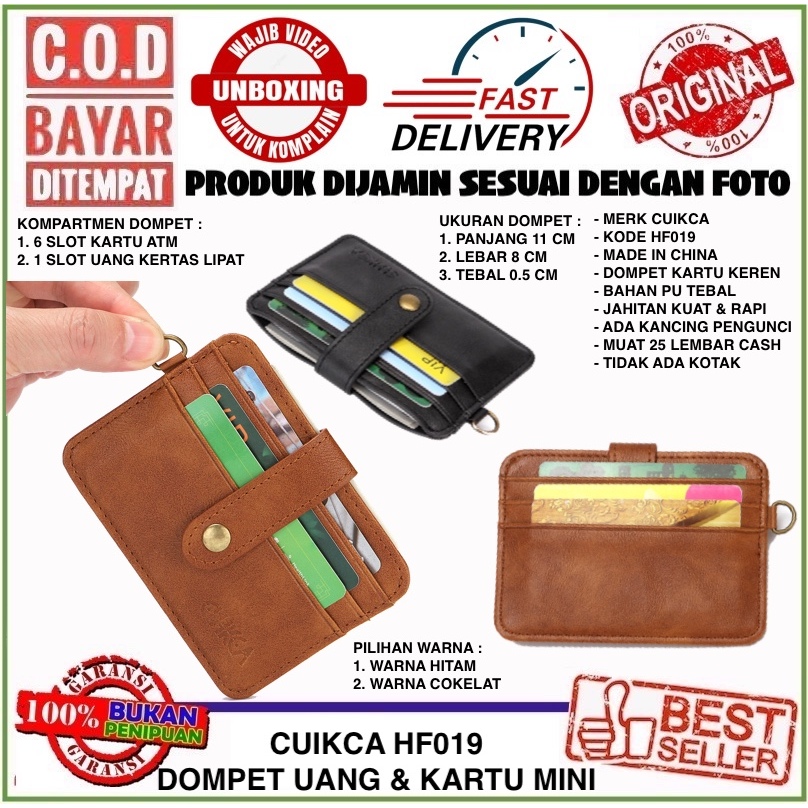 Jual C.O.D Cuikca HF019 Dompet Uang & Kartu Minimalis Compact Muat Banyak Bahan PU Tebal Ada ...