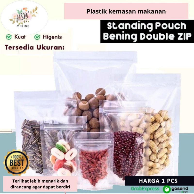 Jual Standing Pouch Ziplock Plastik Klip Kemasan Makanan Berdiri Tegak ...