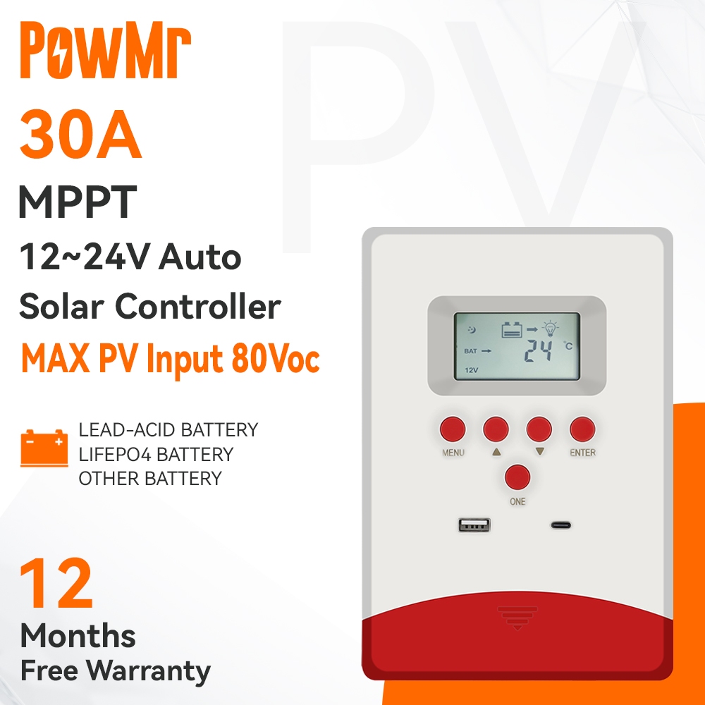 Jual PowMr 30A MPPT Pengontrol Pengisian Tenaga Surya USB/Tipe-C Antarmuka Pengontrol Panel ...
