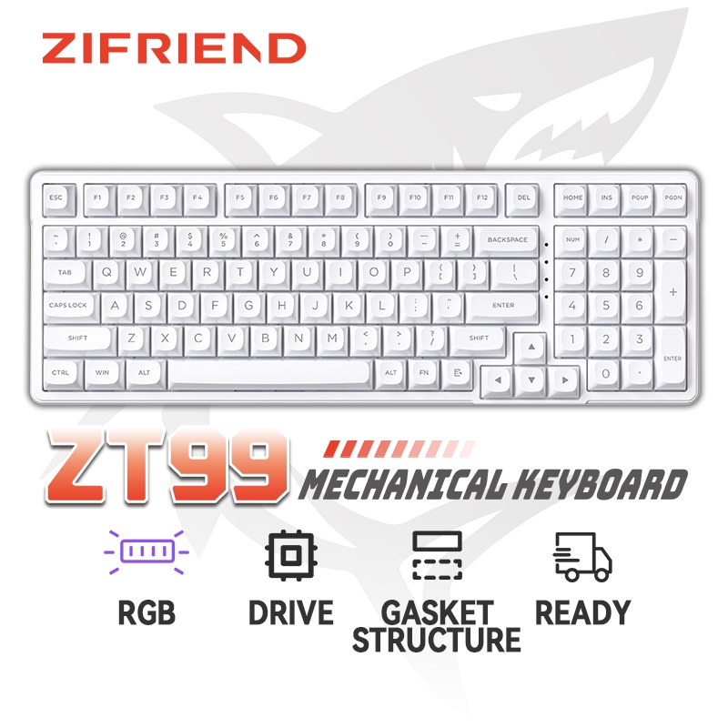 Jual ZIFRIEND ZT99 Gaming Mechanical Keyboard Wireless Gasket Design RGB 99 Keys Ergonomic ...