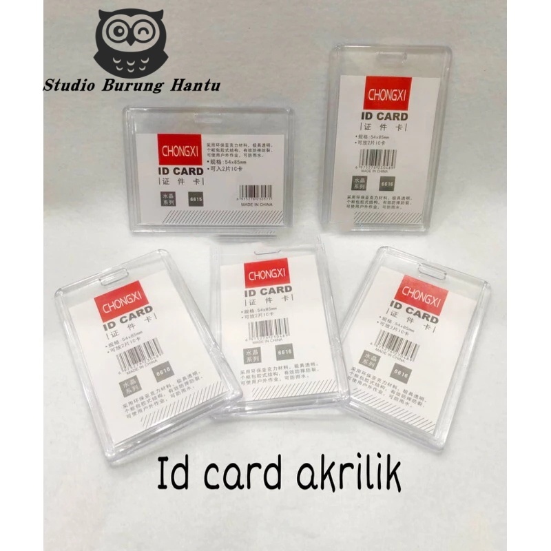 Jual Tempat Kartu Id Card Akrilik 2 Sisi Bening Transparan Vertikal ...