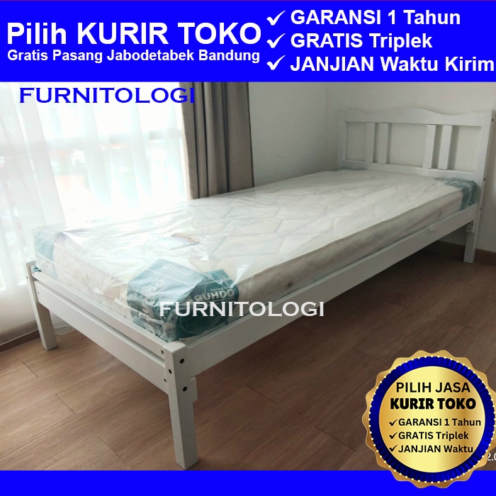 Jual Tempat Tidur Single Kayu Ranjang Single Bed Kayu uk 90x200 ...