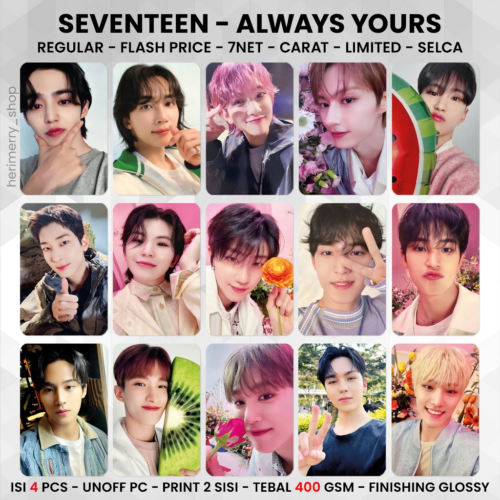 Jual (ISI 4 PCS) Photocard SEVENTEEN ALWAYS YOURS JAPAN BEST ALBUM - PC Premium 2 Sisi Kartu ...