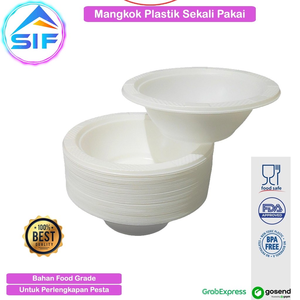 Jual Mangkok Plastik Putih Susu Mangkuk Sekali Pakai Tahan Panas M6 M7 ...