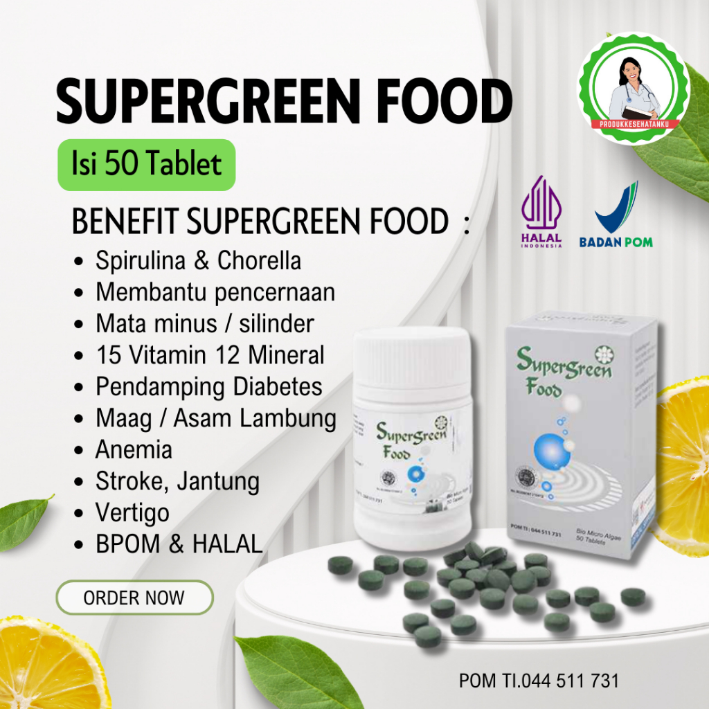 Jual Supergreen Food 50 Tablet – Suplemen Spirulina Chlorella ...