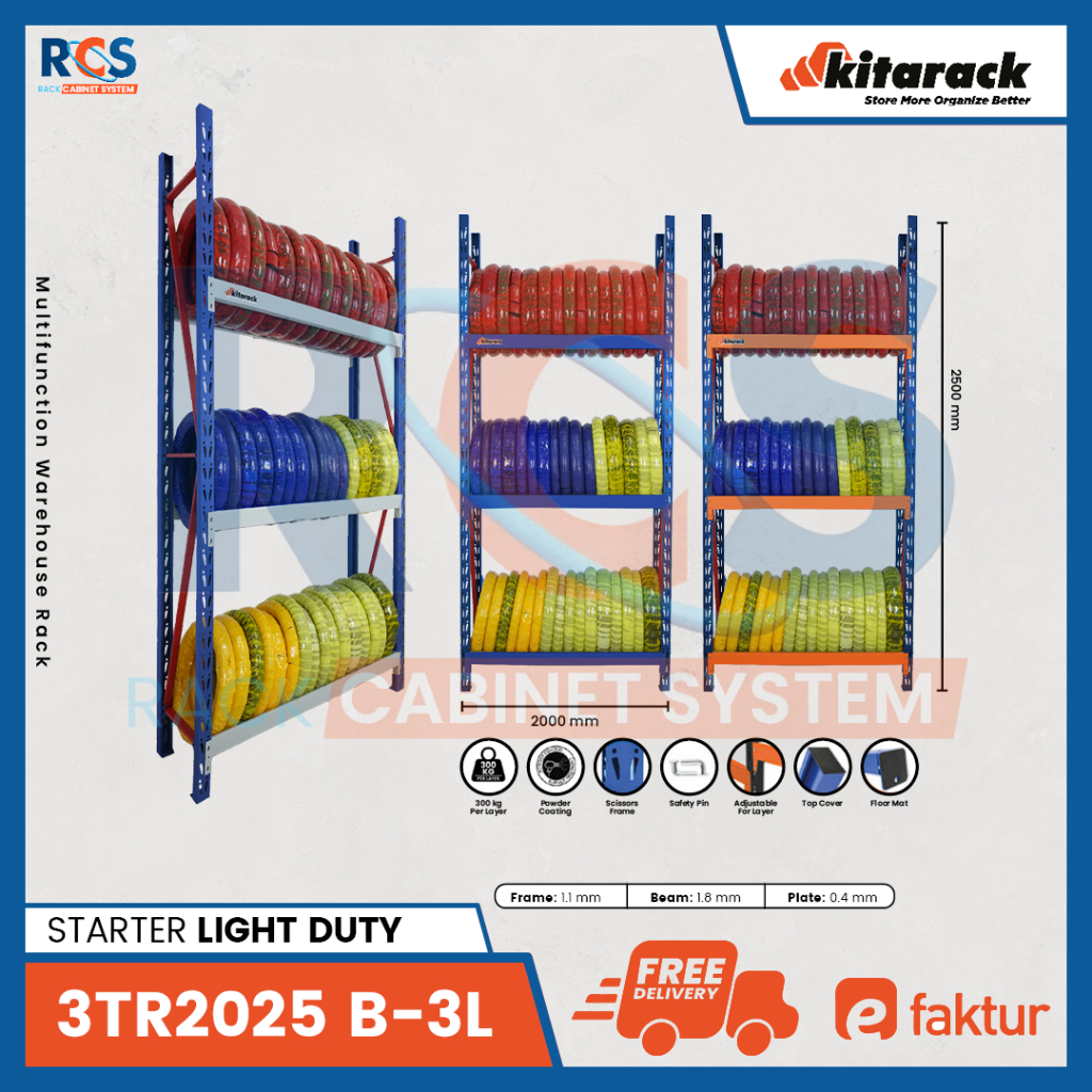Jual KITARACK Rak Gudang Tire Rack 3TR2025 Biru Series Rak Ban Motor ...