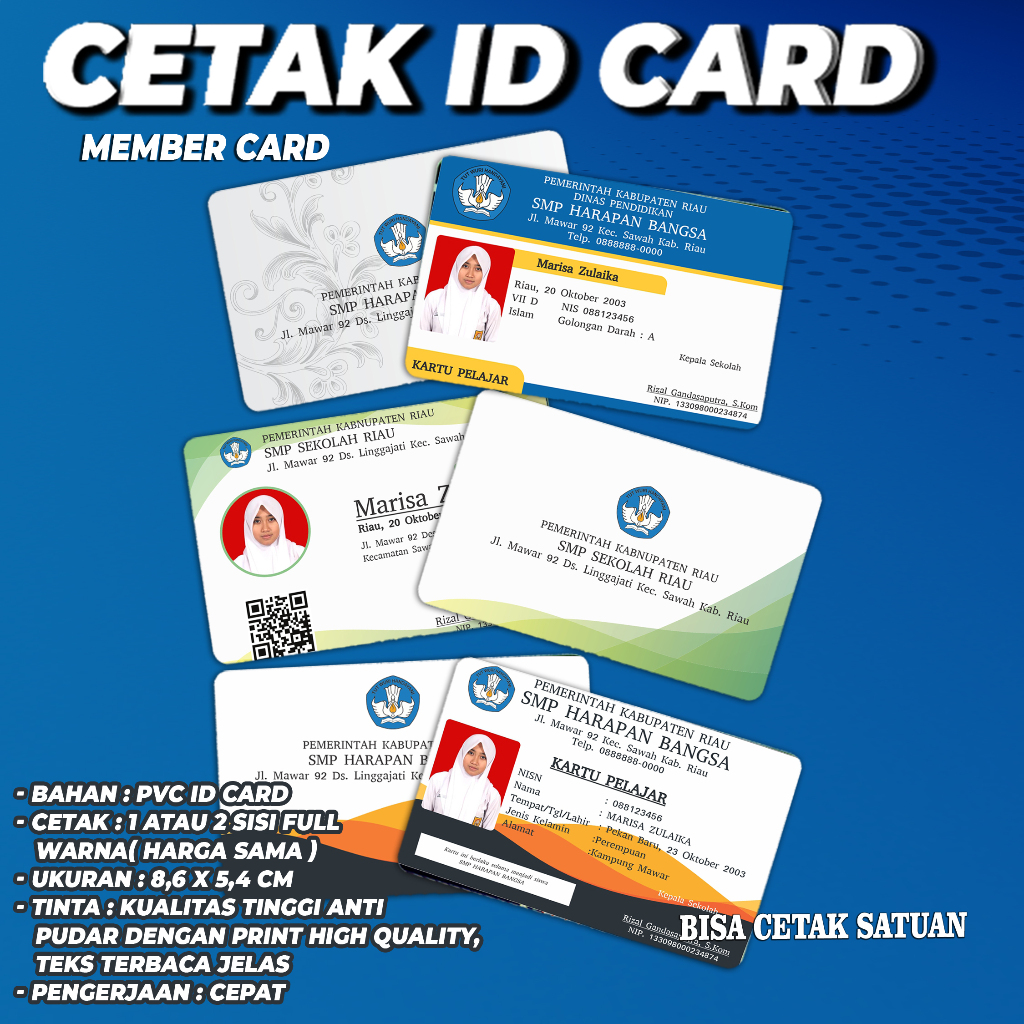 Jual CETAK ID CARD / KARTU KARYAWAN / MEMBER CARD / KARTU PT/ KARTU PELAJAR KARTU SISWA | Shopee ...
