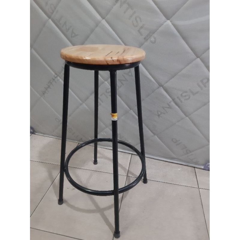 Jual Bangku bulat ECO tinggi 60cm daun kayu kaki besi tanpa sandaran ...