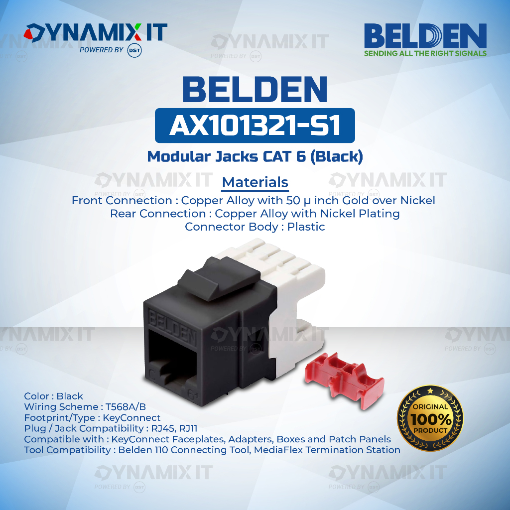 Jual Belden AX101321-S1 KeyConnect Modular Jack Cat.6 Cat.6+ - Black ...