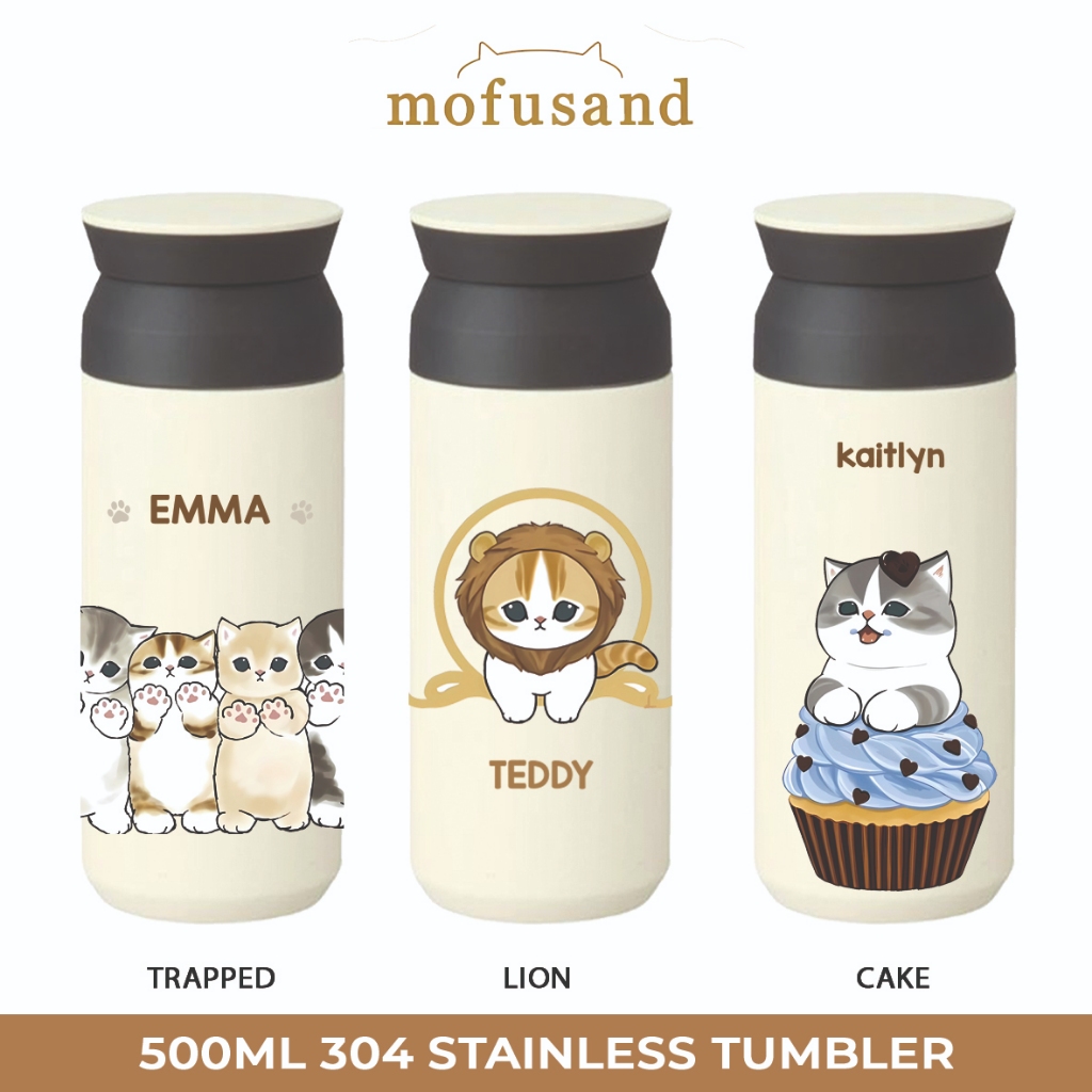 Jual Tumbler Mofusand Cat Custom Nama Stainless 500ml | Shopee Indonesia