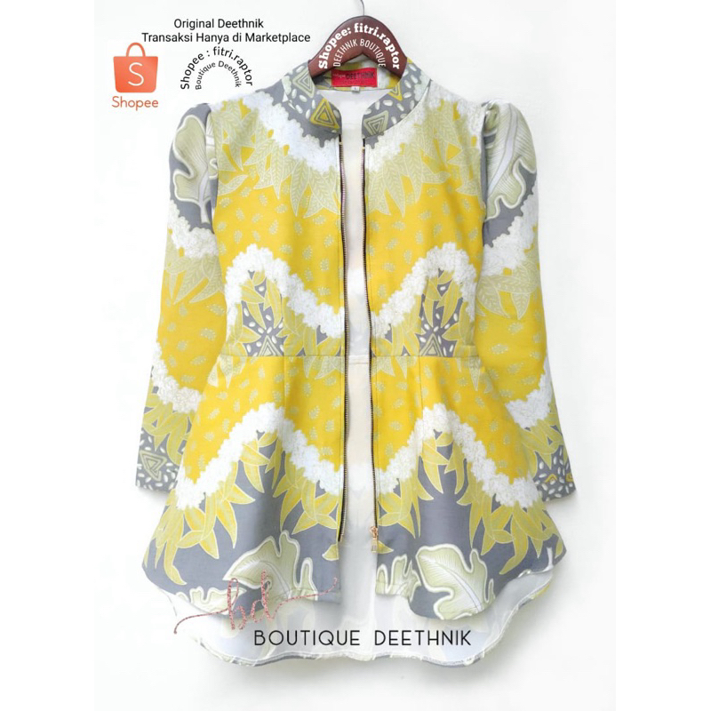 Jual baju batik warna kuning model peplum | Shopee Indonesia