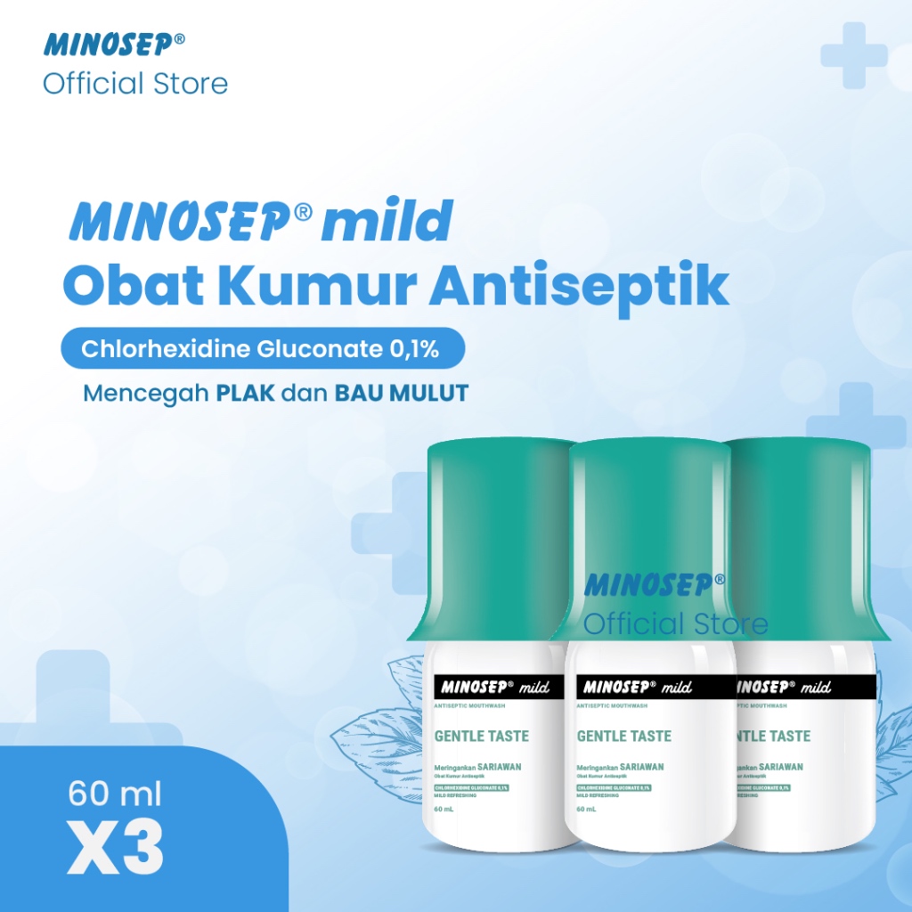 Jual Minosep MILD Obat Kumur Antiseptik 60ml 3 botol Travel Size ...