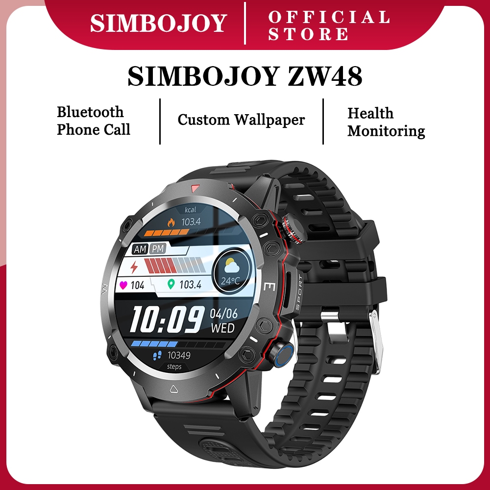 Jual Simbojoy SmartWatch ZW48 Anti Air Cahaya Led Layar Terang 1.28 ...