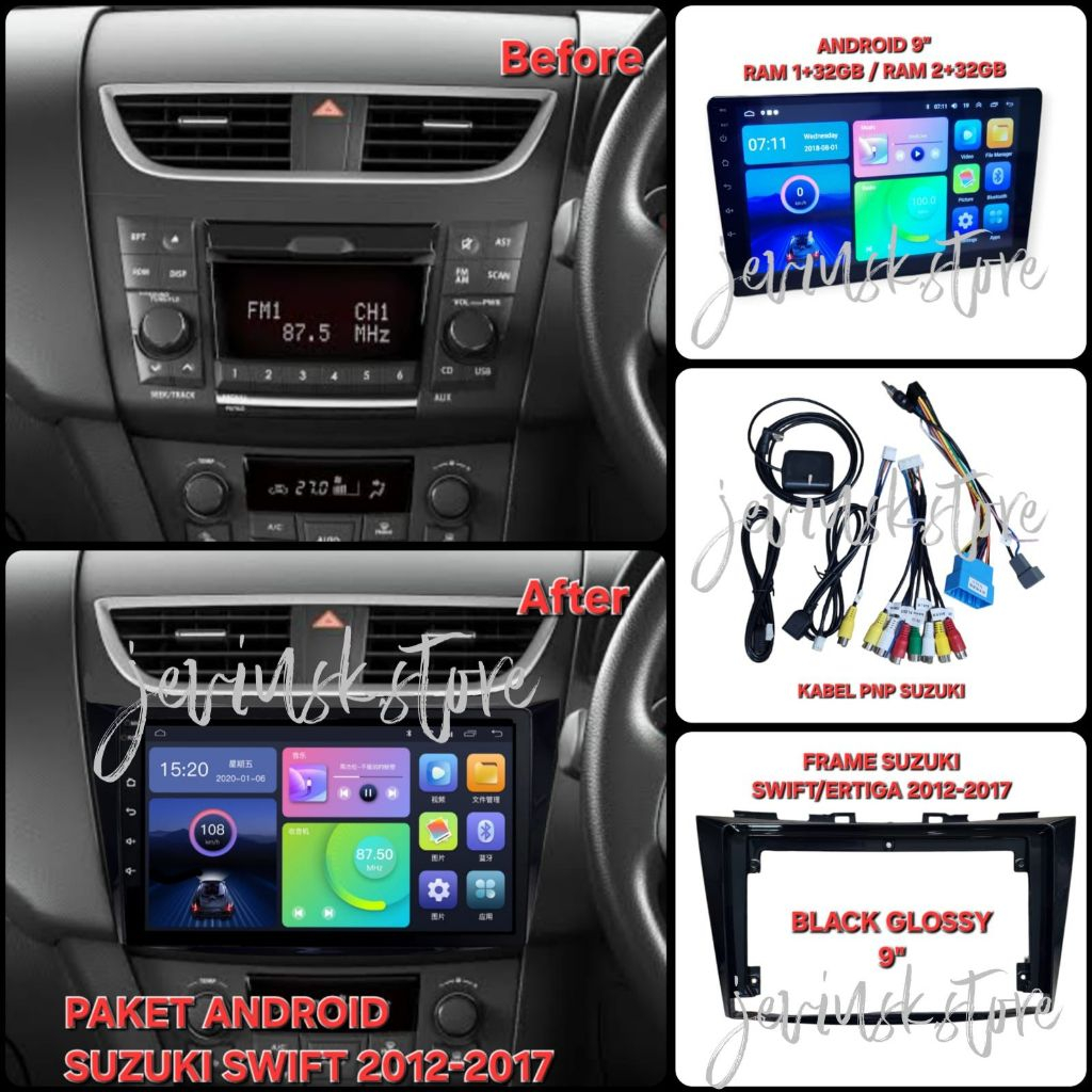 Jual ( TERIMA PASANG ) PAKET HEAD UNIT ANDROID 9" ERTIGA LAMA / FRAME SWIFT / FRAME ERTIGA ...