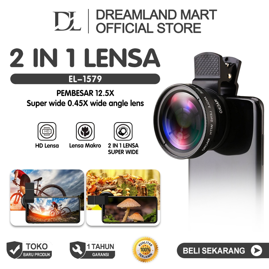 Jual DL Lensa Kamera Eksternal 2 In1 Hd Macro 37mm 49uv 0.45x Super ...