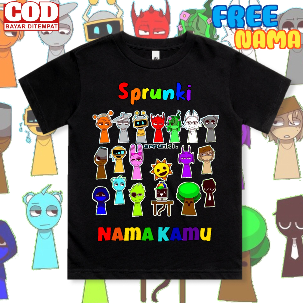 Jual Baju kaos anak sprunki incredibox karakter/kaos anak gratis cetak ...