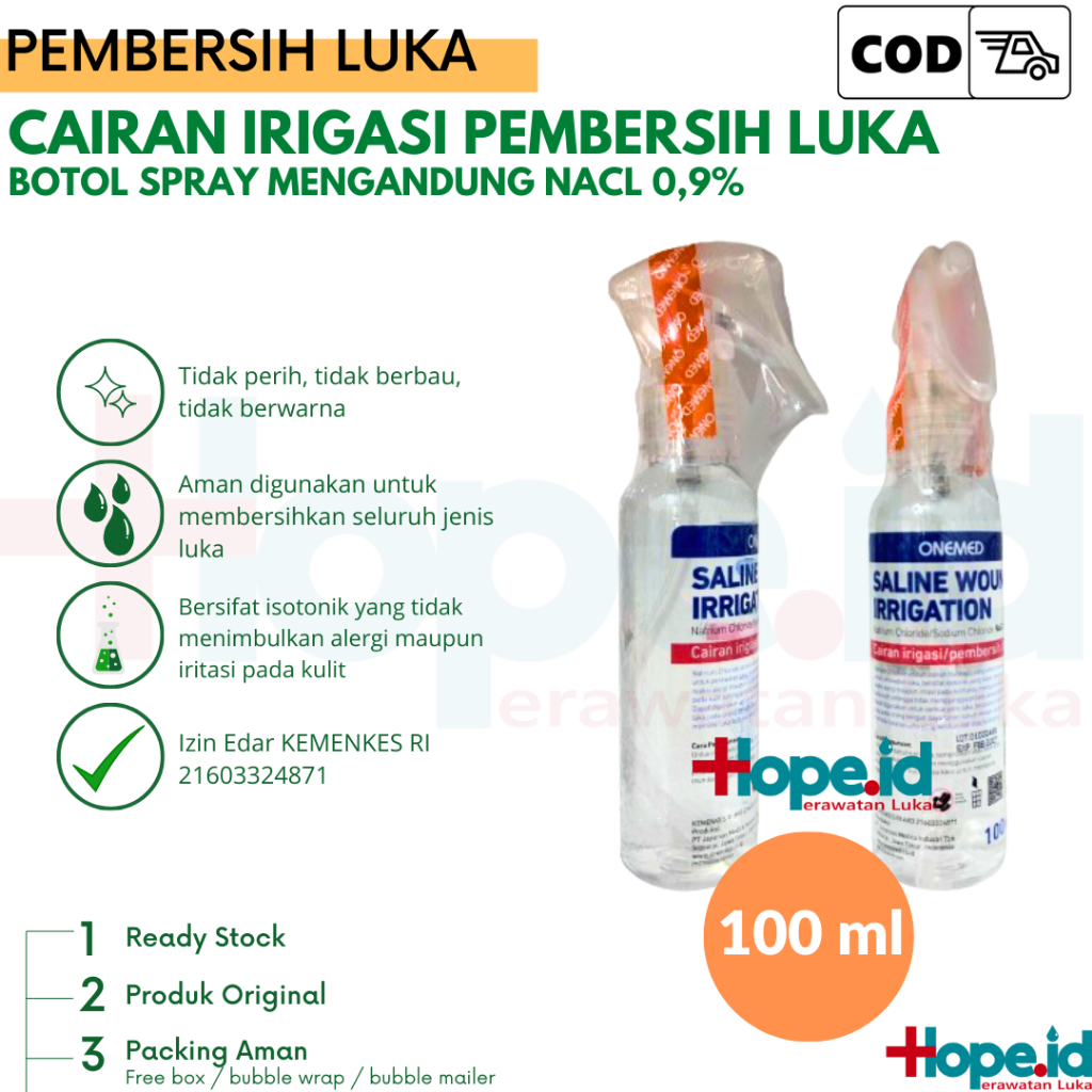 Jual 100 ml Cairan Pembersih Luka Saline Wound Irrigation Onemed | Shopee Indonesia