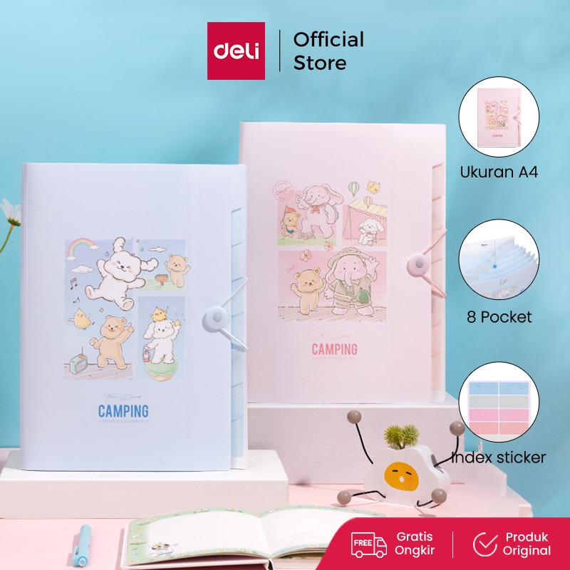 Jual Deli Map Dokumen Harmonika / Expanding File A4 Pink Biru PM303 | Shopee Indonesia