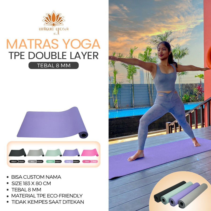 Jual Yoga Mat Terlaris / TPE Double Layer 8mm Ukuran Besar / Alas ...