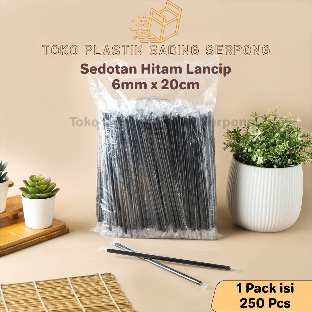 Jual Sedotan Plastik Hitam Steril 6mm x 20cm / Sedotan Hitam Lancip ...