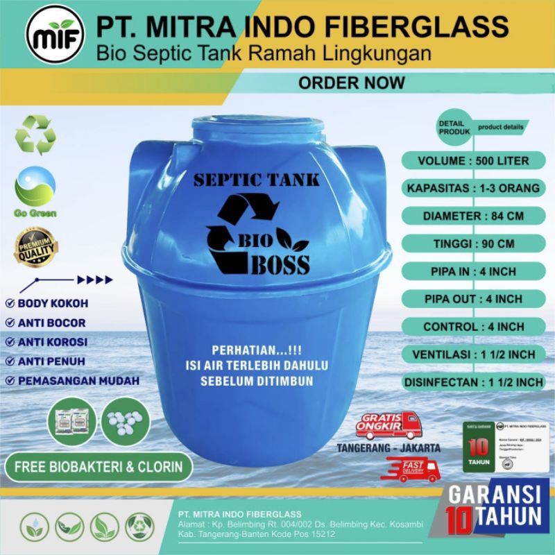 Jual Septic Tank 500 Liter Biofil, Biofilter,BioMif,BioBoss,Biotech ...