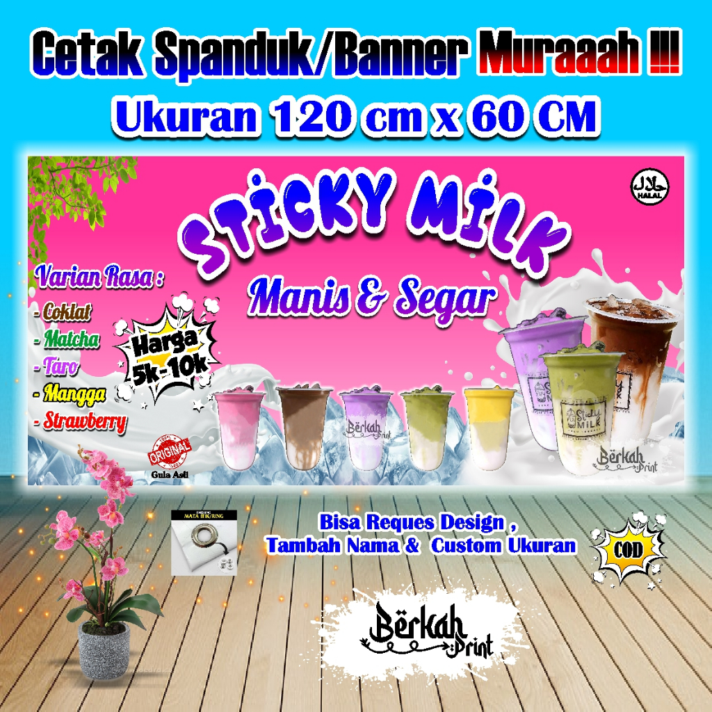 Jual Spanduk Banner Sticky Milk Ukuran 120 cm x 60 cm | Shopee Indonesia
