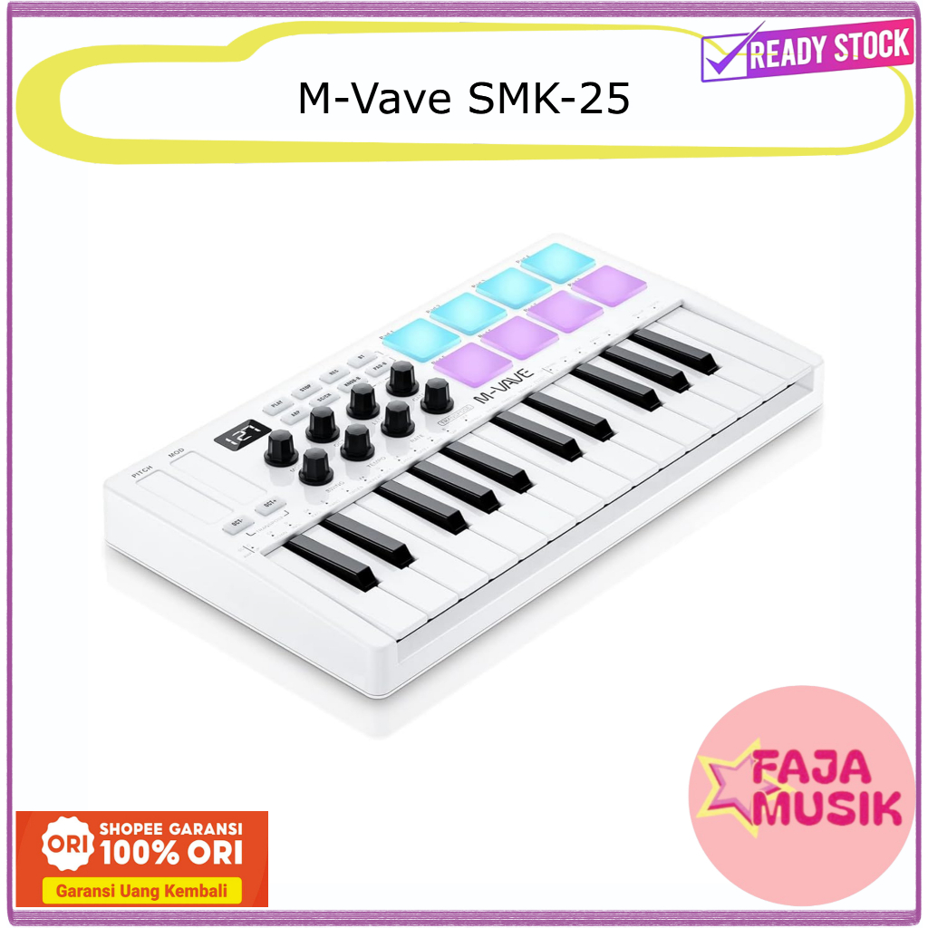 Jual M Vave Smk 25 Key Midi Control Keyboard Mini Portable Usb Keyboard Midi Controller Shopee