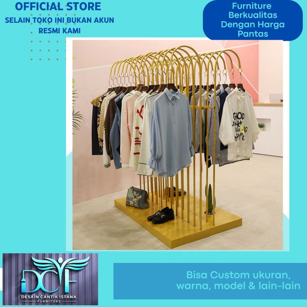 Jual Rak Pakaian Gantung Display Toko Model Unik Besi Behel | Shopee ...