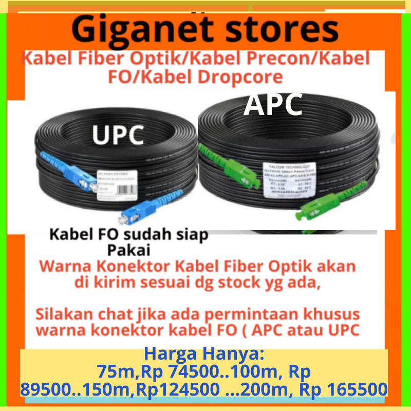 Jual Kabel Fiber Optik Dropcore Kabel FO Precon 95m 100m 115m 125m 130m Siap Pakai | Shopee ...