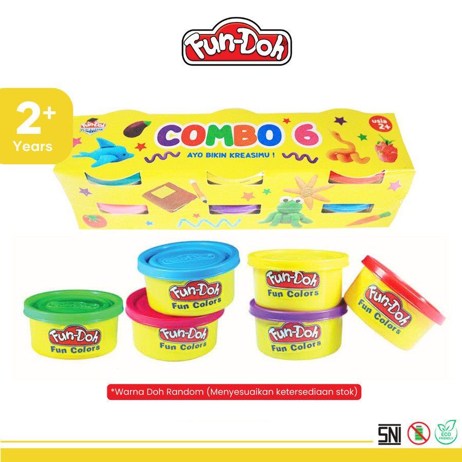 Jual FUN DOH COMBO 6 MAINAN LILIN FUNDOH PLASTISIN COMBO 6 WARNA ...