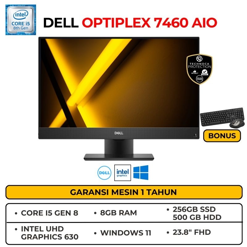 Jual AIO DELL OPTIPLEX 7460 CORE I5 GEN8 RAM 8GB SSD 256GB SECOND GARANSI 1 TAHUN | Shopee Indonesia