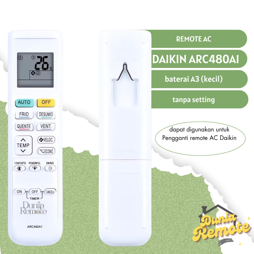Jual Remote Remot AC DAIKIN panjang ARC480A1 Inverter Multi-S | Shopee ...