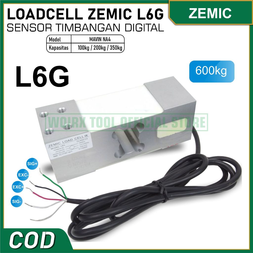 Jual ZEMIC Load Cell Loadcell L6G 600kg Sensor Berat Timbangan Digital ...