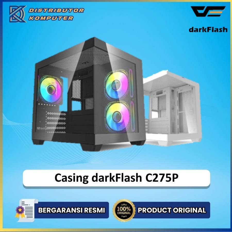 Jual Casing darkFlash C275P - Dual Chamber Tempered Glass m-ATX Gaming ...