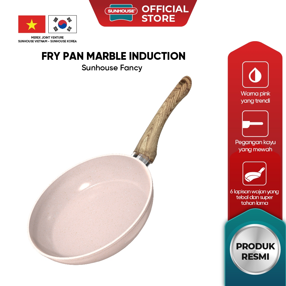 Jual Sunhouse Fancy Marble Induction Frying Pan 18, 20, 22, 24 cm 1Pcs ...