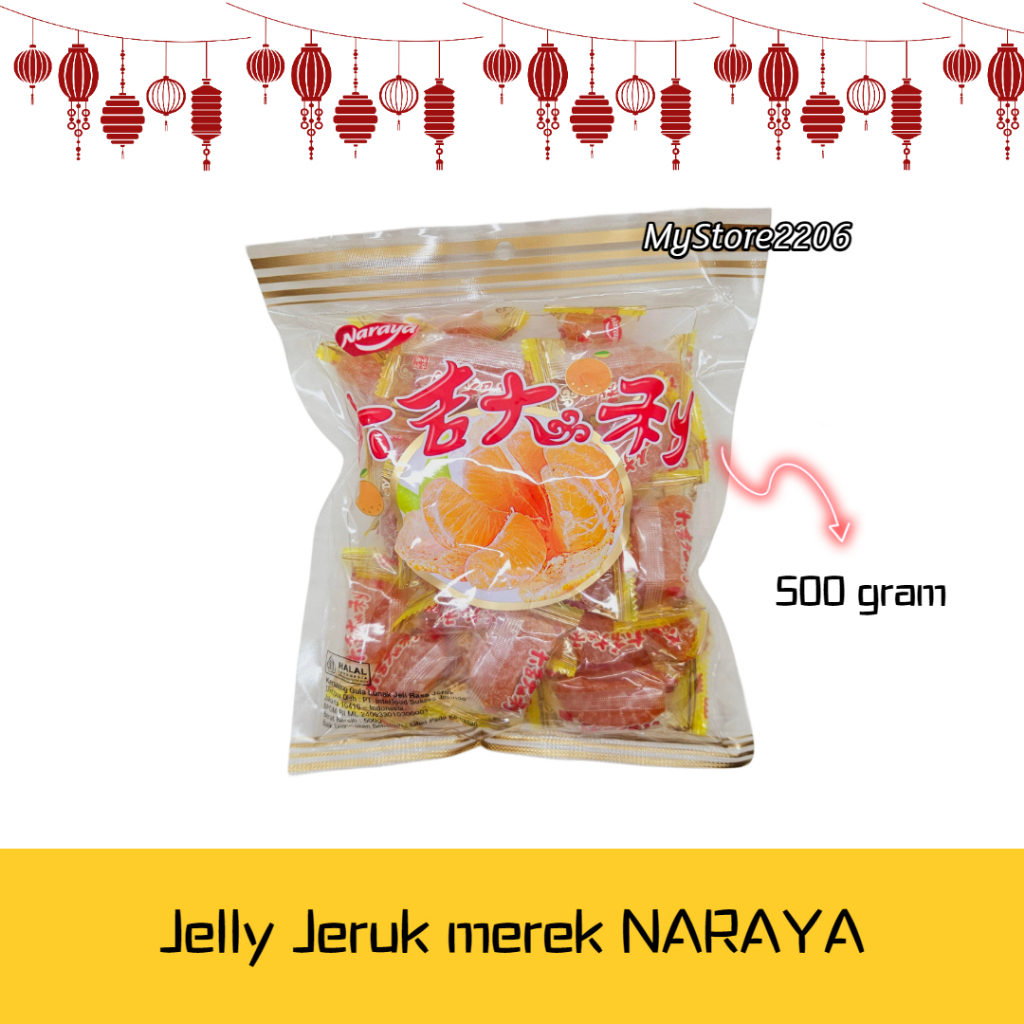 Jual Permen Jelly Jeruk 500gr HALAL merek NARAYA | Shopee Indonesia