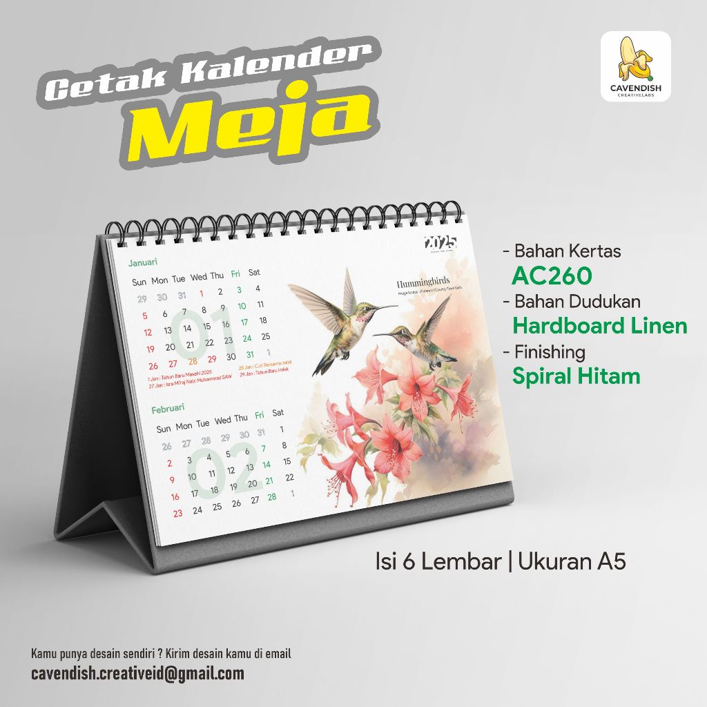 Jual Kalender 2026 | Kalender Meja Aesthetic | TEMA BURUNG | A5 ...