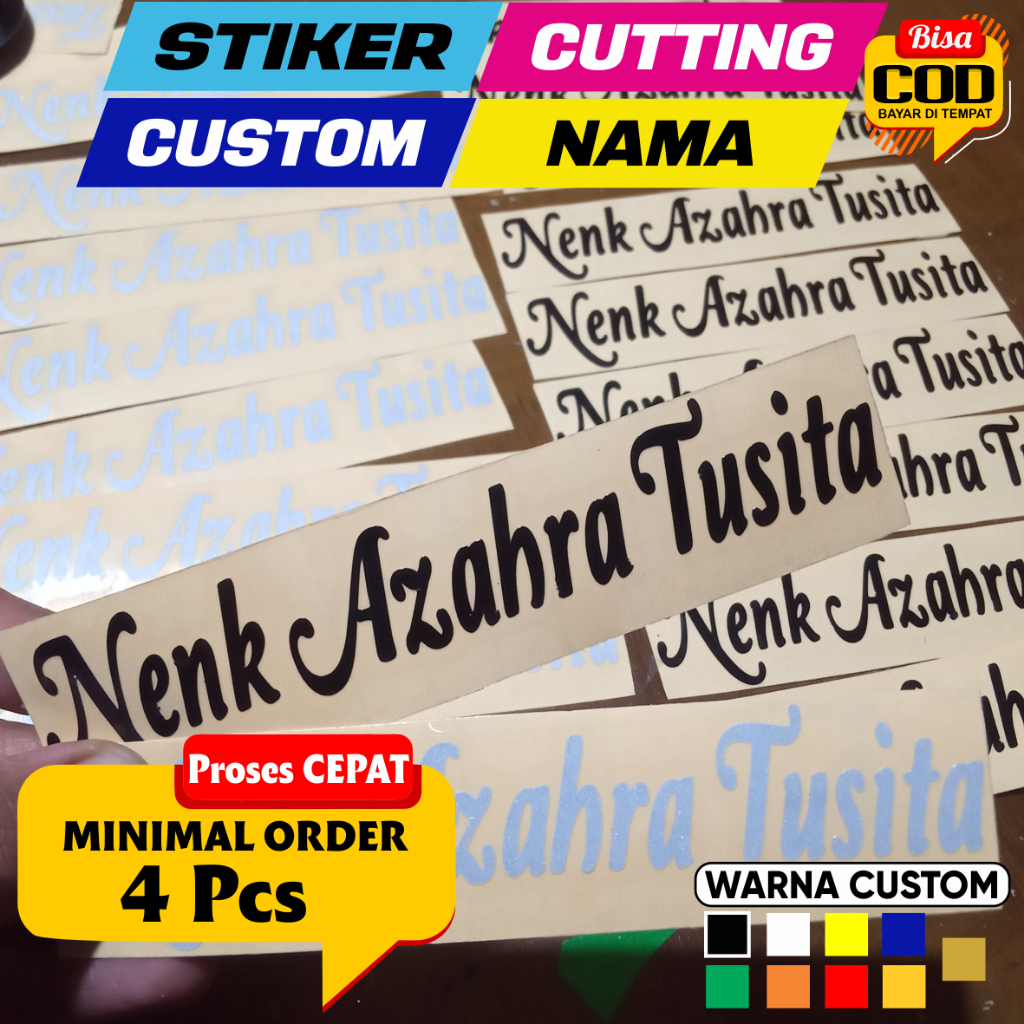 Jual Stiker Cutting Nama Sendiri Custom, Sticker Anti Air, Waterproof ...