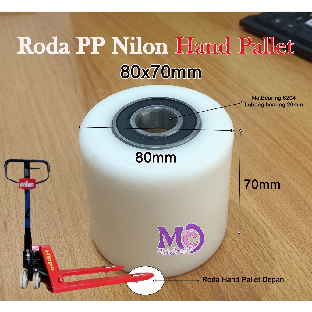 Jual Roda Hand Pallet PP Nilon 80x70mm Handpalet 80x70 roda depan Hand ...