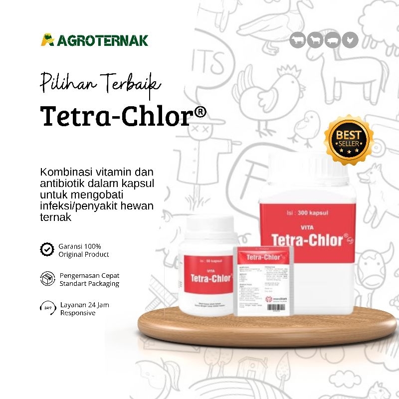 Jual Vita TETRA CHLOR Tetrachlor 50 Kapsul Antibiotik Vitamin Pencegah ...