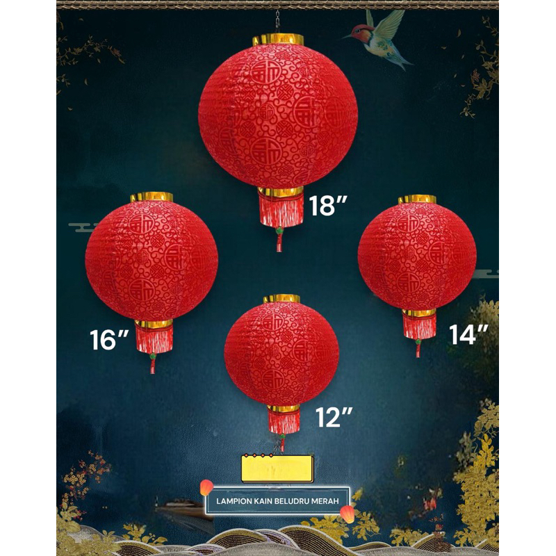 Jual LAMPION KAIN BELUDRU MERAH SEPASANG ISI 2PCS | Shopee Indonesia